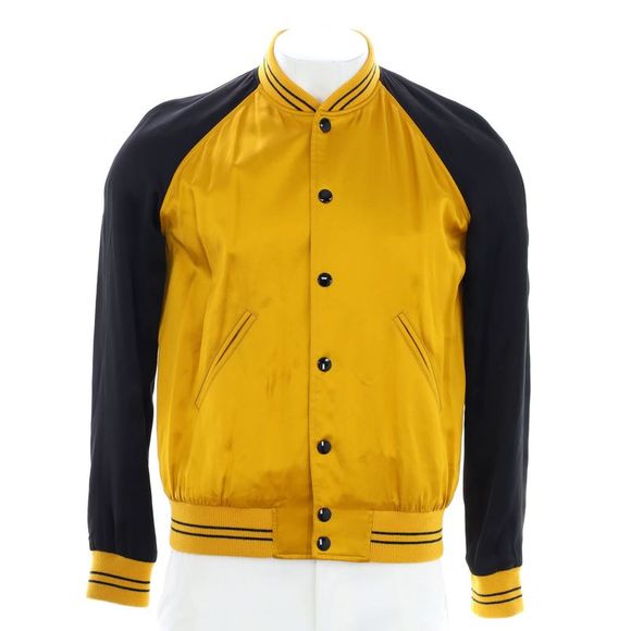 Celine | Jackets & Coats | Celine Logo Bomber Jacket Viscose Yellow ...